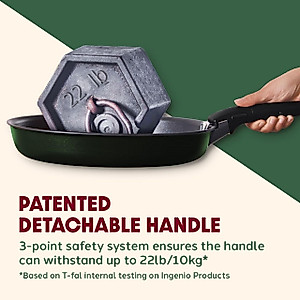 T-fal Ingenio Nonstick Cookware Set 14 Piece Induction Stackable, Detachable Handle, Removable Handle, RV Cookware, Cookware, Pots and Pans, Oven, Broil, Dishwasher Safe, Forest Green