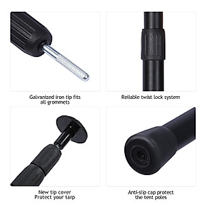 REDCAMP Aluminum Adjustable Camping Tarp Poles, Set of 2, 36in to 90in Telescoping Lightweight waterproof Tent Poles for Shelter, Hammock Rain Fly, Awning, Black