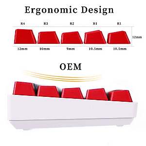 Fogruaden PBT Keycaps Red and Black Keycaps 60 Percent, OEM Profile Custom keycaps Set, Suitable for Cherry MX Switch Mechanical Keyboard