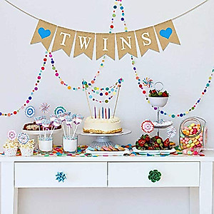 Rustic Burlap Twins Banner for Twin Boys Baby Shower Party Decoration