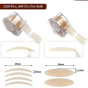 Waterproof Invisible Double Eyelid Tape - 1200 Pieces Natural Fiber Eyelid Lifter Strips, Eye Lift Tape for Droopy Lids, 2 Rolls Invisible Eye Stickers, Big Eye Decoration