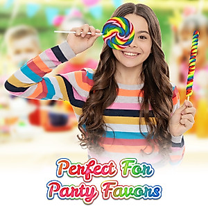 12 Jumbo Rainbow Swirl Lollipops Bundle, 6 Giant 4 Inch Swirl Suckers & 6 Twisty Pops 12 inch Height,Individually Wrapped Multi-Flavored Candy, Great for Summer At The Beach