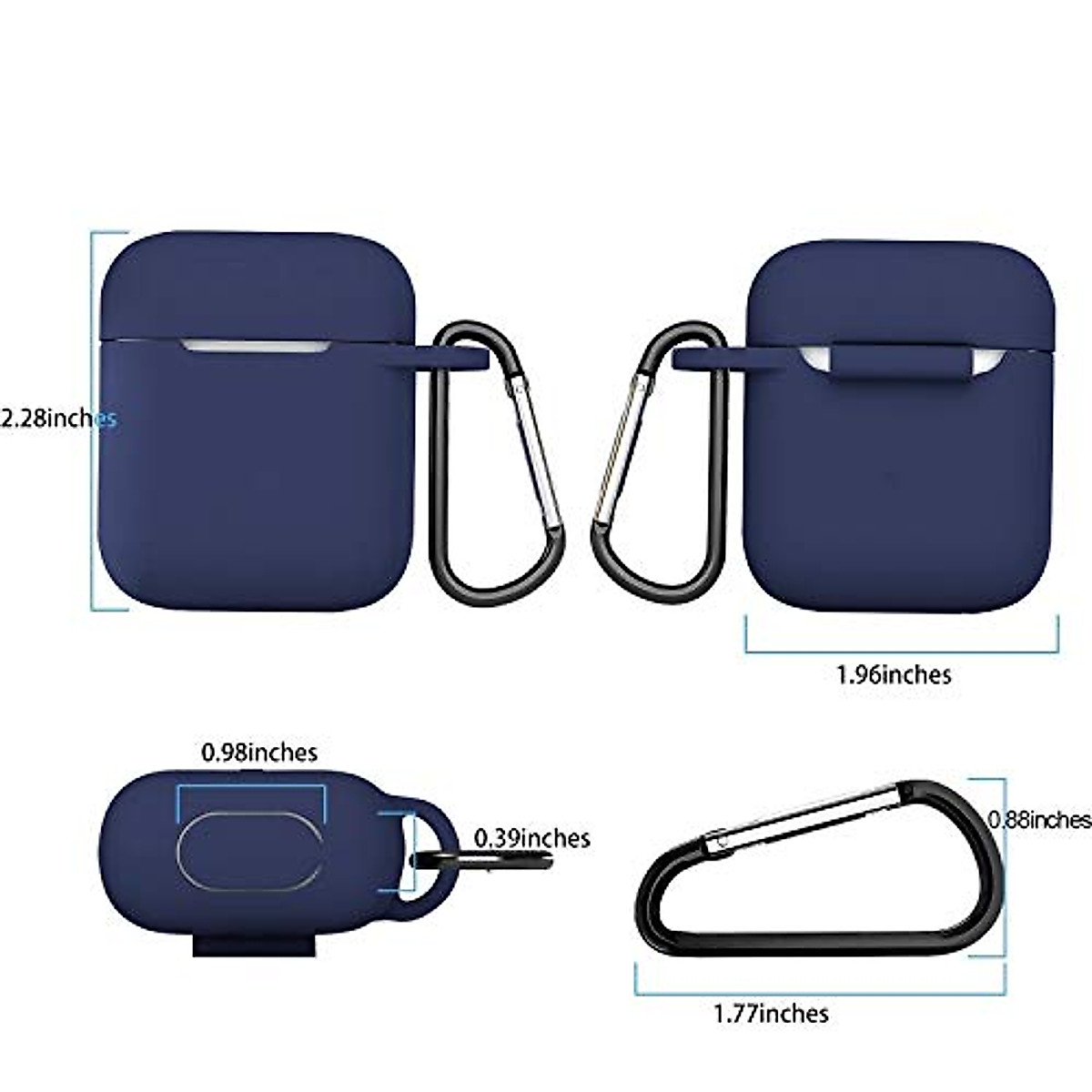 ZALU Compatible for AirPods Case with Keychain, Shockproof Protective Premium Silicone Cover Skin for AirPods Charging Case 2 & 1 (Airpods 1, Midnight Blue)