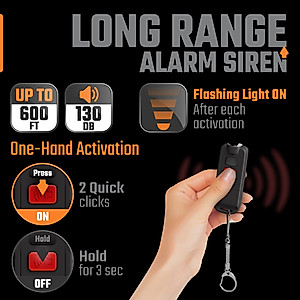 Rechargeable Keychain Alarm for Women Self Defense – 2 Pack 130 dB Loud Safesound Personal Siren Ring with LED Light – Waterproof SOS Emergency Safety Alert Device Key Chain by WETEN (Black&Black)