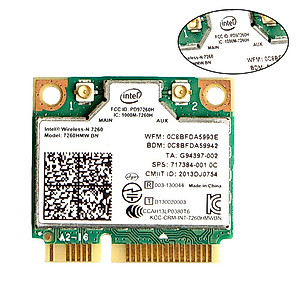 Intel Dual Band Wirless- MQUPIN Intel 7260.HMW Dual Band Wireless Card-AC 7260 Network Adapter+Bluetooth 4.0 USE for Intel AC Half Mini Pcie Card 802.11 b/a/g/n/ac(1 Pack)