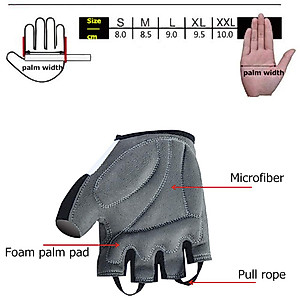 UPANBIKE Cycling Gloves Bike Gloves Half Finger Biking Gloves for Men Women Road Bike MTB Bicycle Gloves Breathable for Cycling Workout Gym Training Outdoor Sports(Large,White)