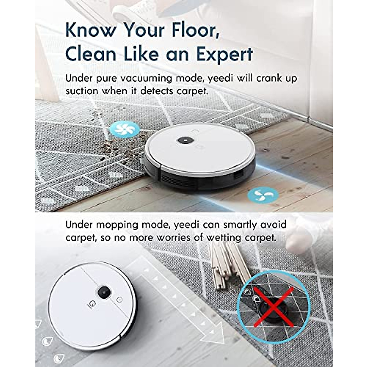 Yeedi vac Station Robot Vacuum and Mop,Self Emptying 3 in1,3000Pa Suction, 200Mins Runtime with Clean Schedule,Smart Mapping and Carpest Detection,Virtual Boundary