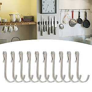 Vkinman 20 Pcs J Shaped Hook, Snap-On Hooks, Stainless Steel Clip-on Hook, Hanging Sink Grid Hook, Heavy Duty Wire Rack Hook for Kitchen, Bedroom, Office