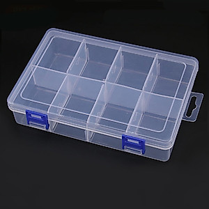 VORCOOL Transparent Plastic Storage Box Portable Clear Medicine Organizer Holder with Adjustable Dividers for Jewelry Beads Earring Container Tool Fishing Hooks(8 Grids)