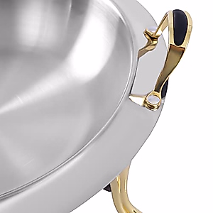 Fichiouy Stainless Steel Chafing Dish Round Durable Buffet Warmer Tray with Lid, Chafing Fuel Holder for Kitchen Party Dining Buffet Without Water Pan