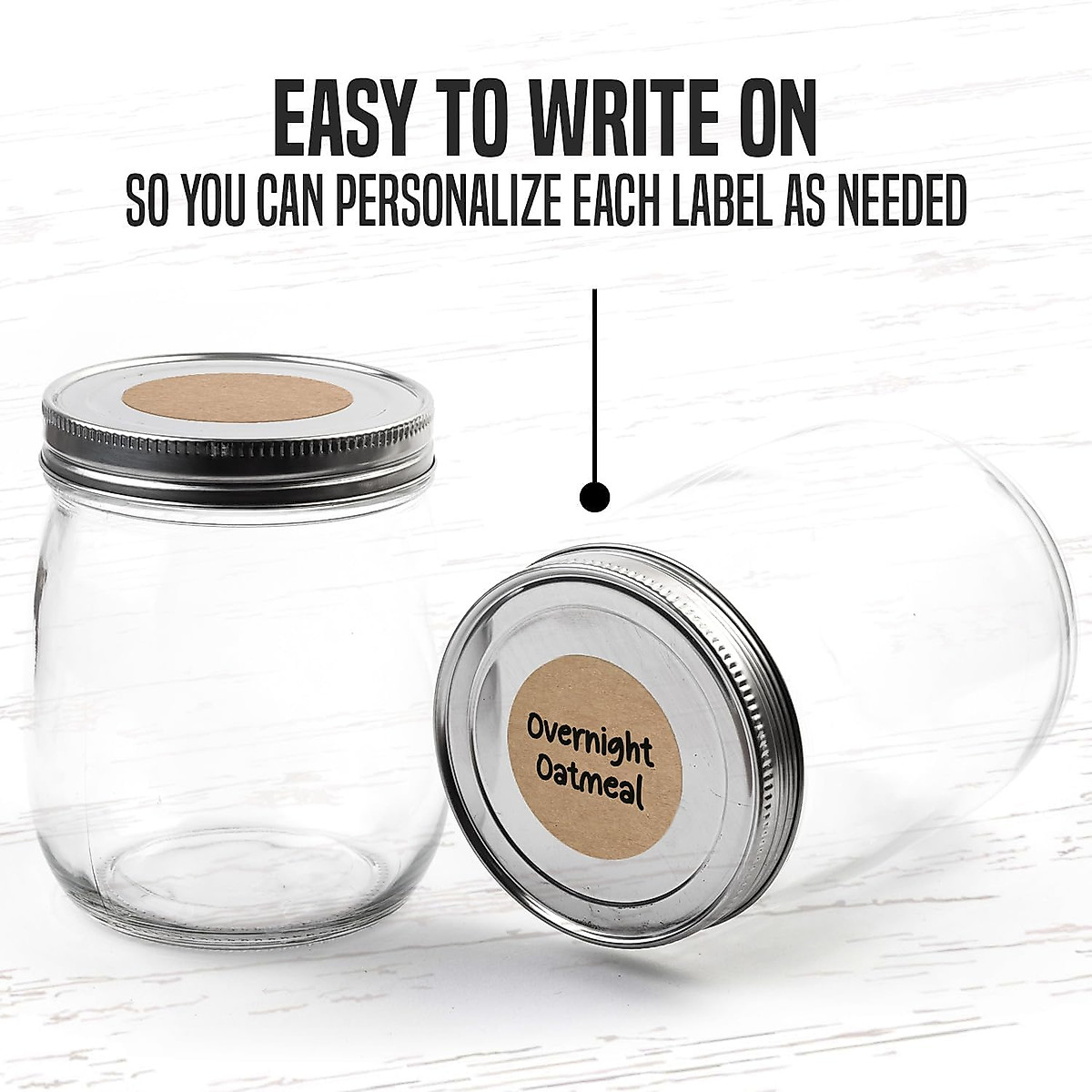 MESS Dissolvable Canning Labels for Jars – 200 Kraft Dissolvable Mason Jar Labels - Dissolvable Food Labels for Containers - Jam Homemade Canning Jar Labels Stickers - Removable Mason Jar Labels 1.5"