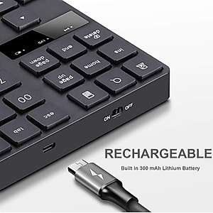 Attoe Numeric Keypad, 35-Keys Portable USB Wireless Numeric Keypad Rechargeable Ultra-Silent External Numeric Pad for MacBook and Windows Laptop