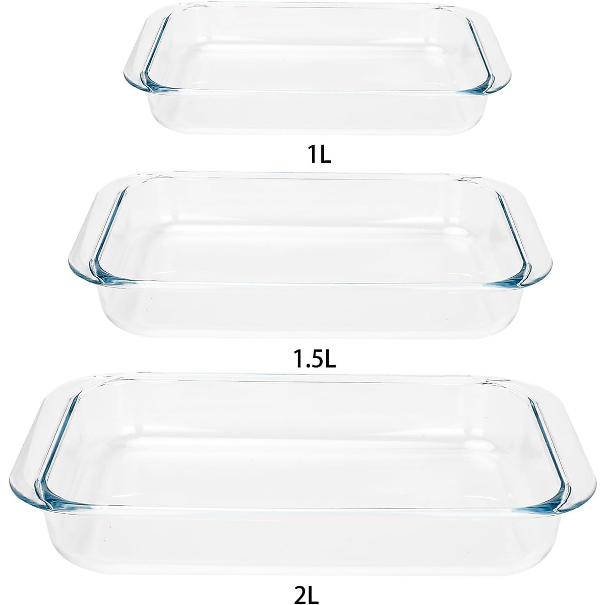 2 Pack 1-Quart Tempered Glass Oblong Baking Dishes, Personal Sized Bakeware and Cookware