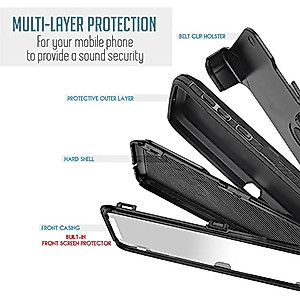 Customerfirst Compatible for OnePlus Nord N300 5G with Built in Screen Protector Kickstand Rugged Shockproof Dust/Drop Proof Holster Phone Case Cover (Black)