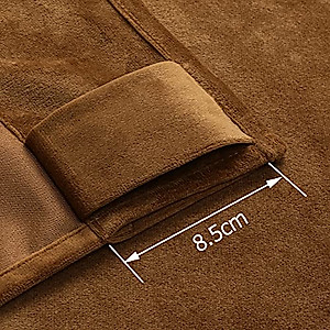 Benedeco Gold Brown Velvet Curtains for Bedroom Window with Back Tab, Super Soft Vintage Luxury Heavy Drapes, Room Darkening Thermal Insulated Curtain for Living Room, W52 by L84 inches, 2 Panels