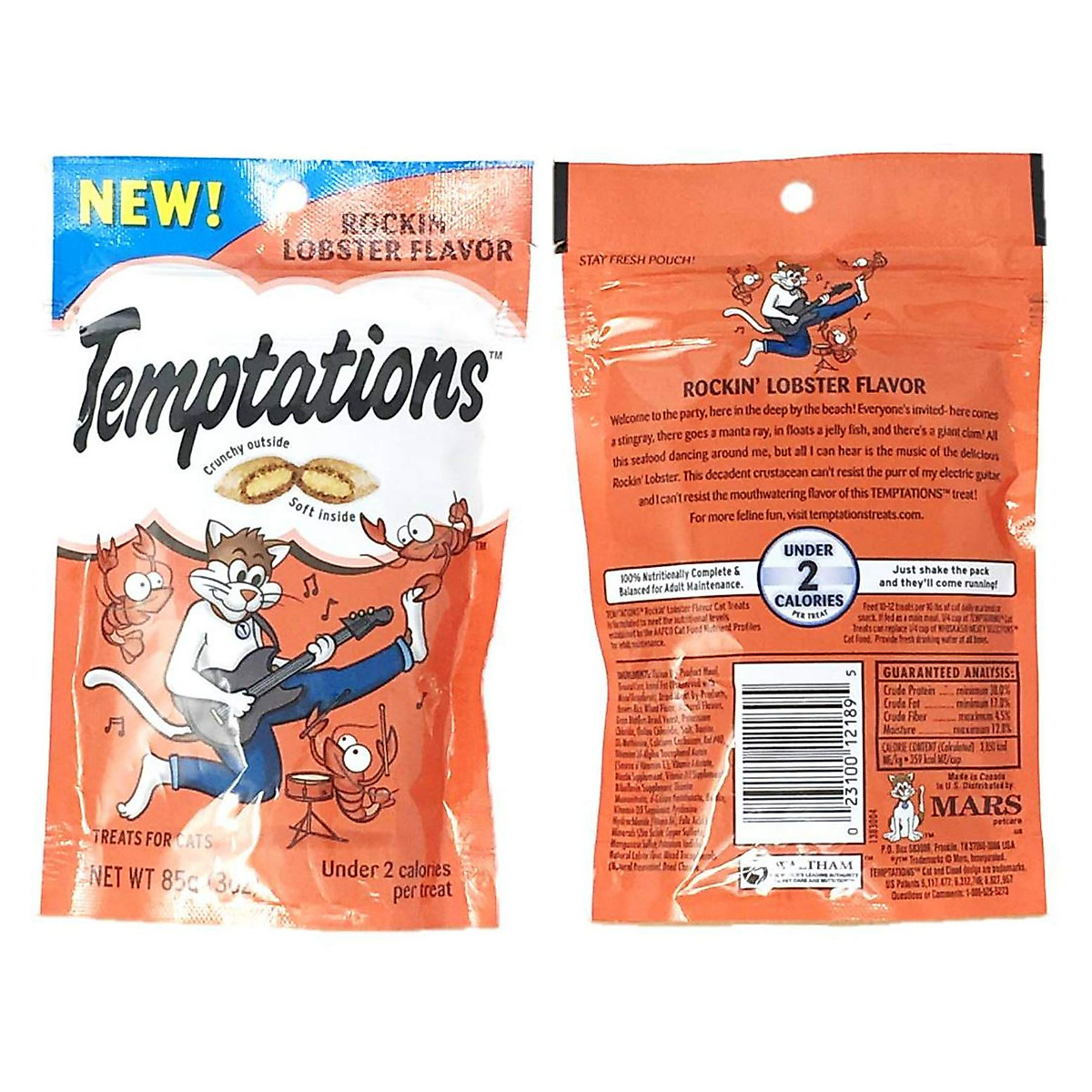 Temptations Cat Treats Variety Pack Bundle of 4 Flavor Pouches (Rockin? Lobster, Shrimpy Shrimp, Tempting Tuna, Tantalizing Turkey; 3 oz Each)