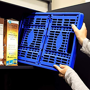 CleverMade 45L Collapsible Storage Bins, Plastic Stackable Grated Wall Utility Containers, CleverCrates Baskets, Royal Blue, 3 Pack