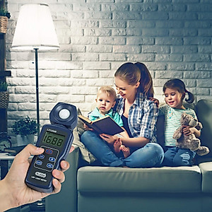 Dr.meter Professional LED Light Meter, Digital Illuminance Meter with 0-200,000 Measuring Ranges and 270 Degree Rotatable Detector