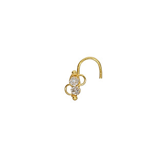 925 Sterling Silver Nose Stud CZ Nose Bone Crock Screw Nose Stud Indian Nose Ring Diamond Gold Nose Piercing Gold Nose Stud Unique Nose Stud CZ Simulated Diamond Nose Stud Indian Nose Stud