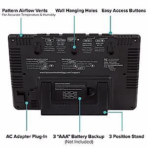 La Crosse Technology 308-1414B-INT, Wireless Atomic Digital Color Forecast Station with Alerts, Black