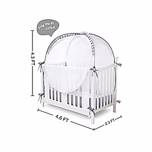 Baby Safety Crib Tent - Premium Toddler Crib Topper to Keep Baby from Climbing Out - See Through Mesh Crib Net - Mosquito Net - Pop-Up Crib Tent Canopy to Keep Infant in
