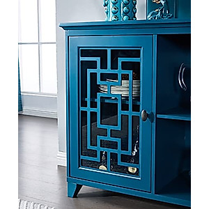 IINE'a 60 Inch Buffet Cabinet with Storage, Sideboard Buffet Cabinet, Accent Storage Cabinet, Buffet Table with 2 Doors and Adjustable Shelf for Entryway Kitchen Dining Room Living Room, Blue