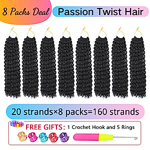 Passion Twist Hair 12 Inch Water Wave Crochet Hair for Black Women Short Passion for Butterfly Locs 8 Packs Bob Spring Synthetic Curly Twist Braiding Hair Extensions 1B Natural Black1