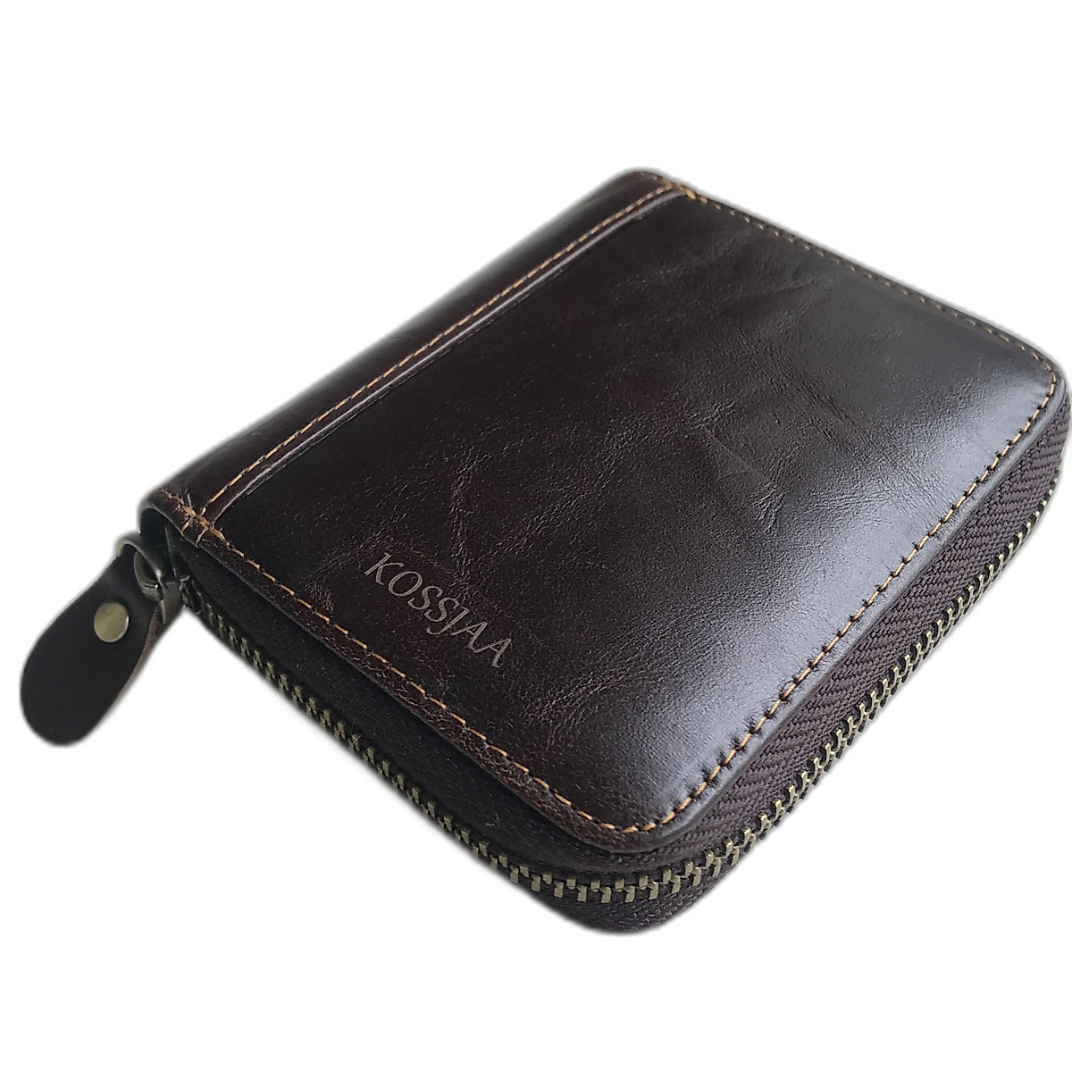 KOSSJAA credit card holders womens card case RFID blocking leather wallet Coin Purse mens (brown)