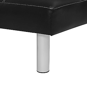 Eafurn Faux Leather Convertible Futon Sofa Adjustable Sleeper Couch Modern Home Recliner Reversible Loveseat Folding Daybed Guest Bed Small Sofabed with Metal Legs for Dorm, Apartment, Black 66.92"