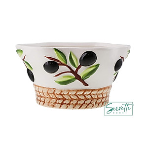 Servette Home Medium Ceramic Olive Salad Bowl 3 Inchs High and 5.75 Inches Wide.