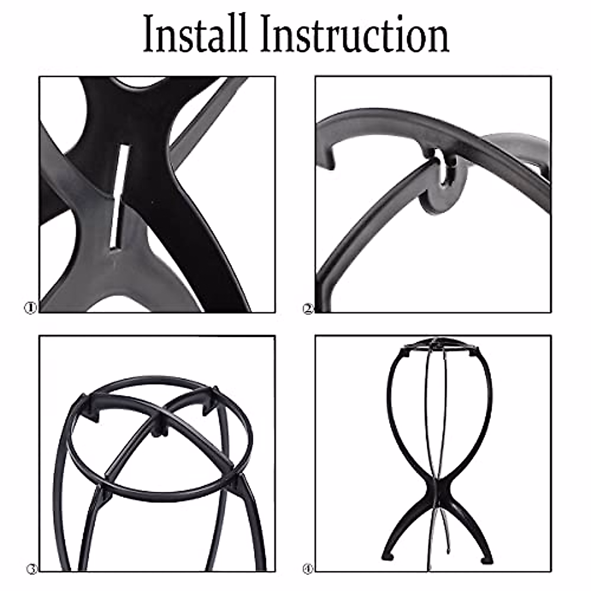 XINMEIFA 6 Pack Wig Stand Portable Wig Holder 14.2 Inches Wig Holder for Multiple Wigs (Black)