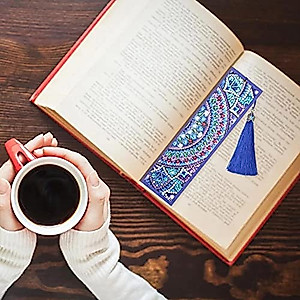 Generic 2 Pieces Diamond Painting Kits Bookmarks with Tassel Jesus Cross Christian DIY Leather Bookmark Art Craft 5D Special Shaped Crystal Paint by Numbers for Adults Kids Students Gift 6x21cm