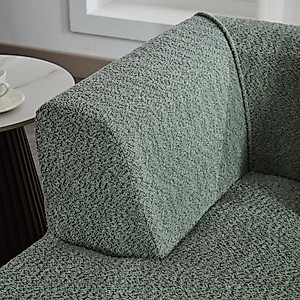 Large Modular Sofa Sectional Couch, 126.77" L-Shape Upholstered Modern Minimalist Cloud Sofas Couch, 28" Deep Seat Free Combination Corner Couchesfor Living Room Apartment, Dark Green Plush Boucle