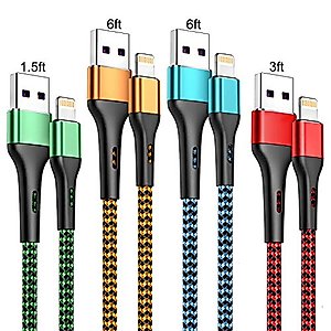 Durcord iPhone Charger 6FT/6/3/1.5, Lightning Cable Fast Charging iPhone Cable Nylon Braided iPhone Charging Cord Compatible with iPhone 14/13/12/11 Pro Max/XS MAX/XR/XS/X/8/7/Plus/6S/6/SE/5S/iPad