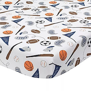 Lambs & Ivy Sports Fan 4-Piece Crib Bedding Set in Blue Safari Animals