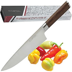 Premium Chef Knife Japanese Style 8 Inch - Multipurpose Balanced Ultra Sharp Professional Carbon Stainless Steel GERMAN Blade Ergonomic Wood Handle Wasabi Knife Set + Magnetic Holder by Amosteel