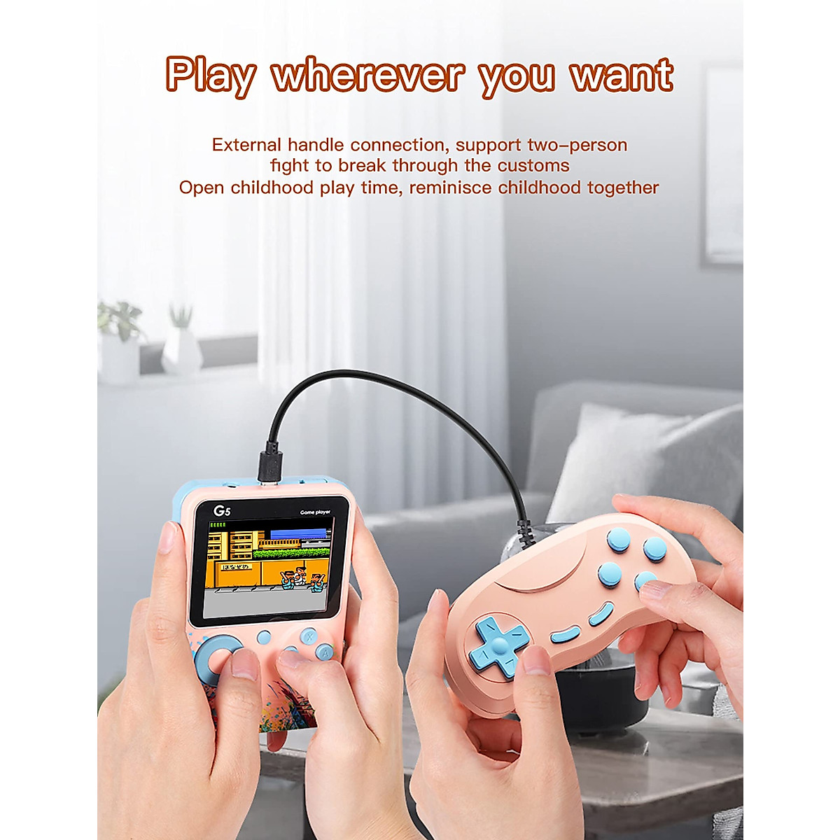 Retro Handheld Game Console AKKWEOP with 500 Classical FC Games-3.0 Inches Screen Portable Video Game Consoles Video Games Support for Connecting TV & Two Players for Kids Adults (Gray)