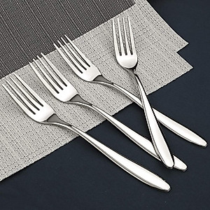 Ramddy Dinner Fork Flatware Set, 18/10 Stainless Steel Table Forks, 12 Pieces, A