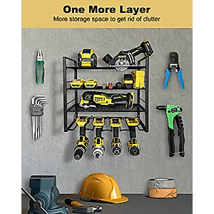 HAVEDAWN 4 Layers Power Tool Organizer, Larger Capacity, Tool Organizers and Storage, Drill Holder Wall Mount, Tool Storage Rack for Garage Pegboard, Cordless Drill Charging Station,Father's Day Gifts