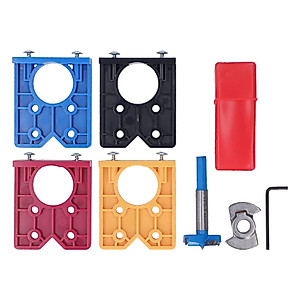 35mm Hinge Jig Kit Drill Woodworking Hole Opener Hinge Drill Hinge for Door Cabinet Blue Red Yellow Black