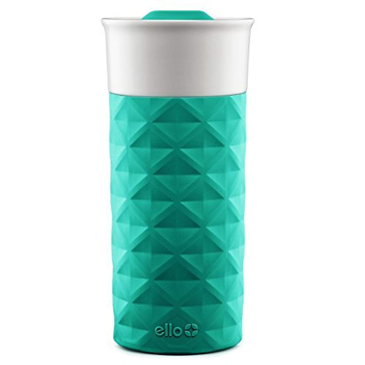 Ello Ogden Ceramic Travel Mug with Splash-Resistant Slider Lid and Protective Silicone Boot, Perfect for Coffee or Tea, BPA Free, Dishwasher Safe, Teal, 16 oz