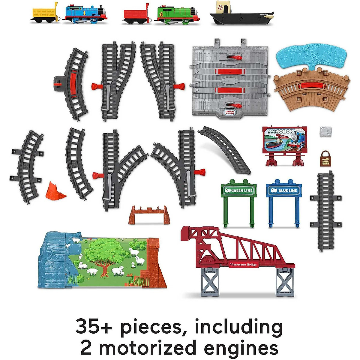 Thomas & Friends Toy Train Set Talking Thomas and Percy Motorized Engines with Track for Preschool Kids Ages 3+ Years (Amazon Exclusive)