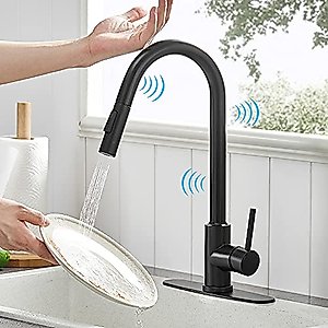 Touch Kitchen Faucet Sprayer Sink Smart Faucet with Pull Down Activated Black Faucet