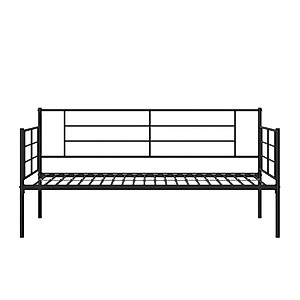 REALROOMS Praxis Metal Daybed with Steel Frame and Slats, Under Bed Storage, Twin, Black