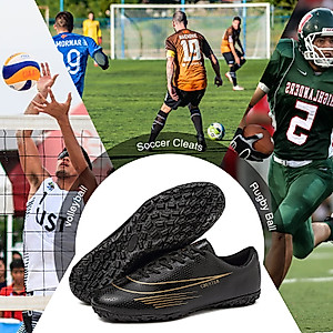 Indoor Soccer Shoes Mens Soccer Cleats Women Turf Soccer Shoes Men Zapatos de Futbol para Hombres Football Cleats Women Tacos de Futbol para Hombre Tacos de Futbol Youth Futsal Shoes TF Black