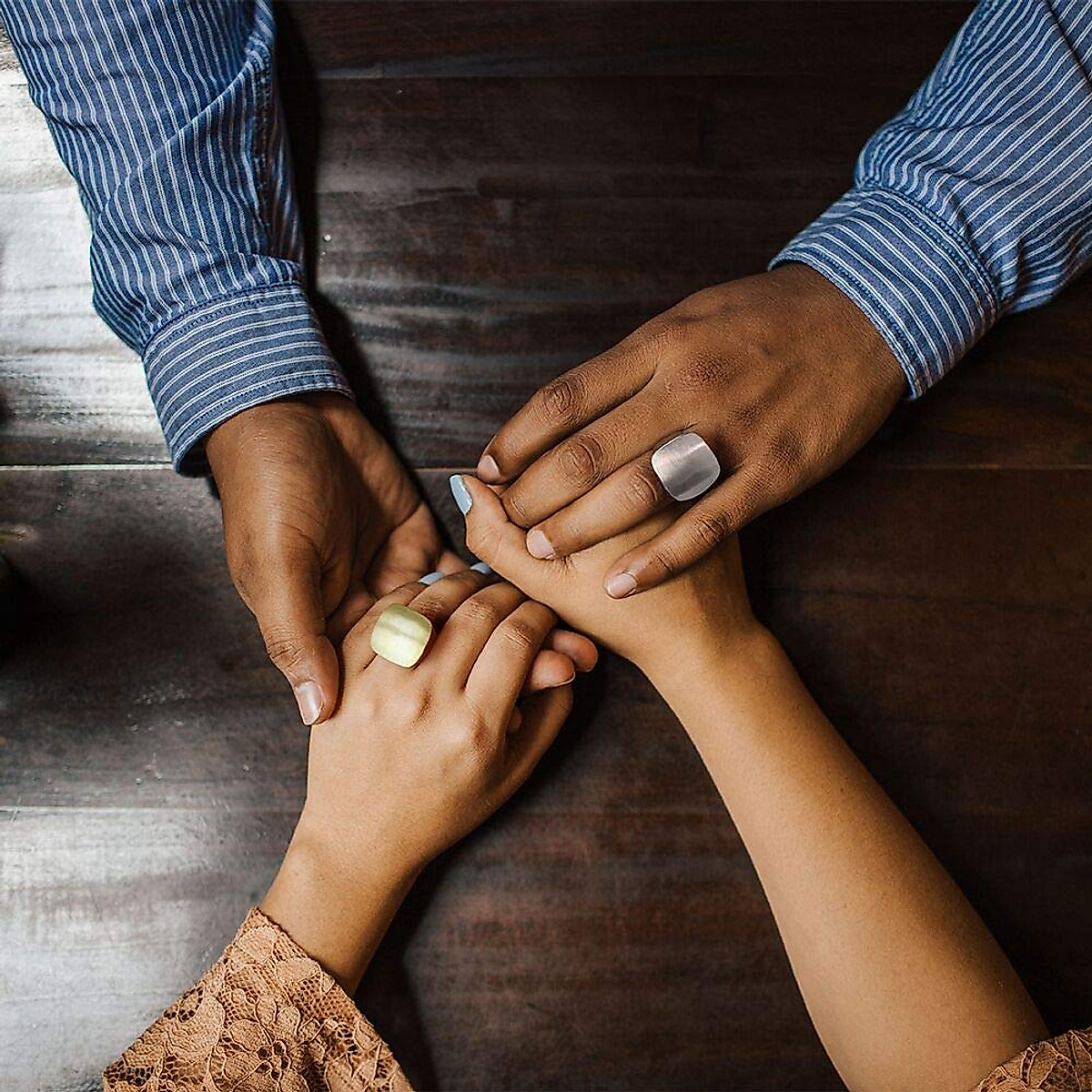 Aprilery Gold and Silver Rings for Women, Chunky Signet Statement Rings Gold Plated Band Ring Wide Metal Square Rings Cocktail Costume Jewelry for Her