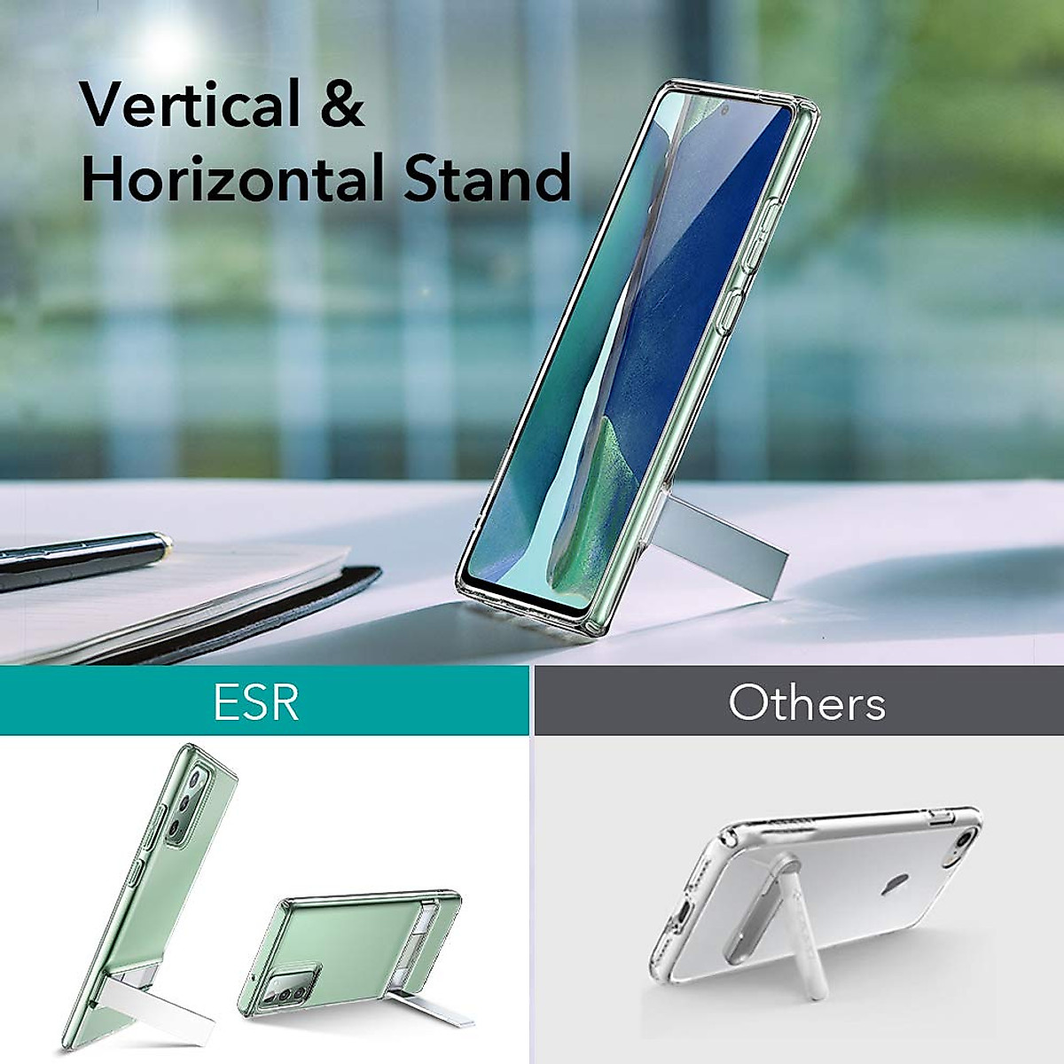 ESR Metal Kickstand Case for Samsung Galaxy Note20, Clear