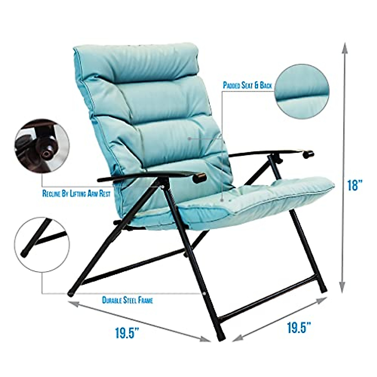 Sun-Ray 213028 Folding Chairs with Cushions and Table, Aqua