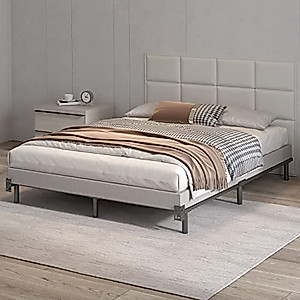 Realuson Basics Metal Bed Frame Queen Size,7 Inch Low to Ground Bed Base 9-Leg Support for Box Spring and Mattress,Heavy Duty Sturdy Black Bedframe,Tool-Free Easy Assembly