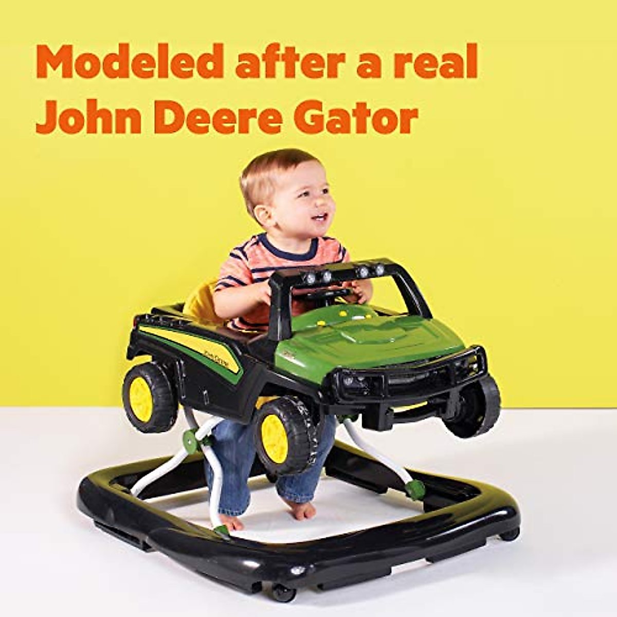 John Deere 4-in-1 Gator Baby Walker, Push Walker Activity Center, Authentic Gator Design, Easy Fold Frame, Green Age 6 Months+